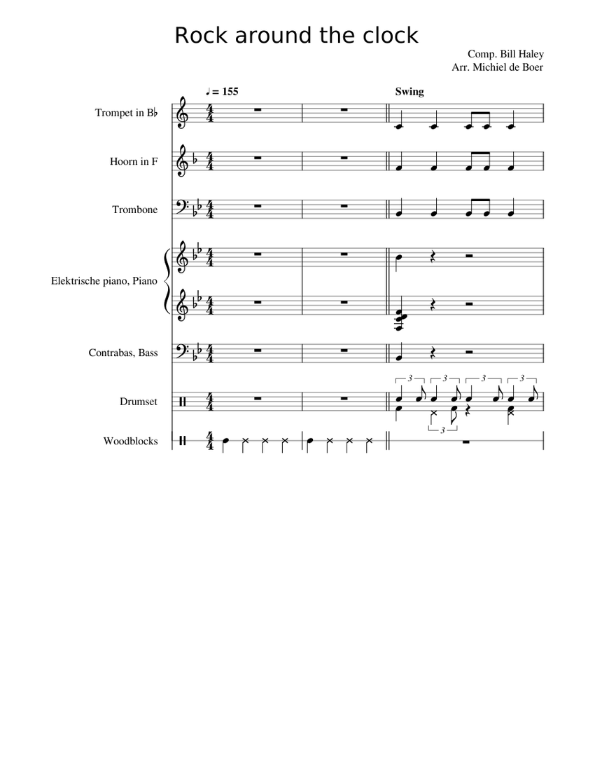 Rock around the clock Sheet Music with Chords for Piano, Trombone ...
