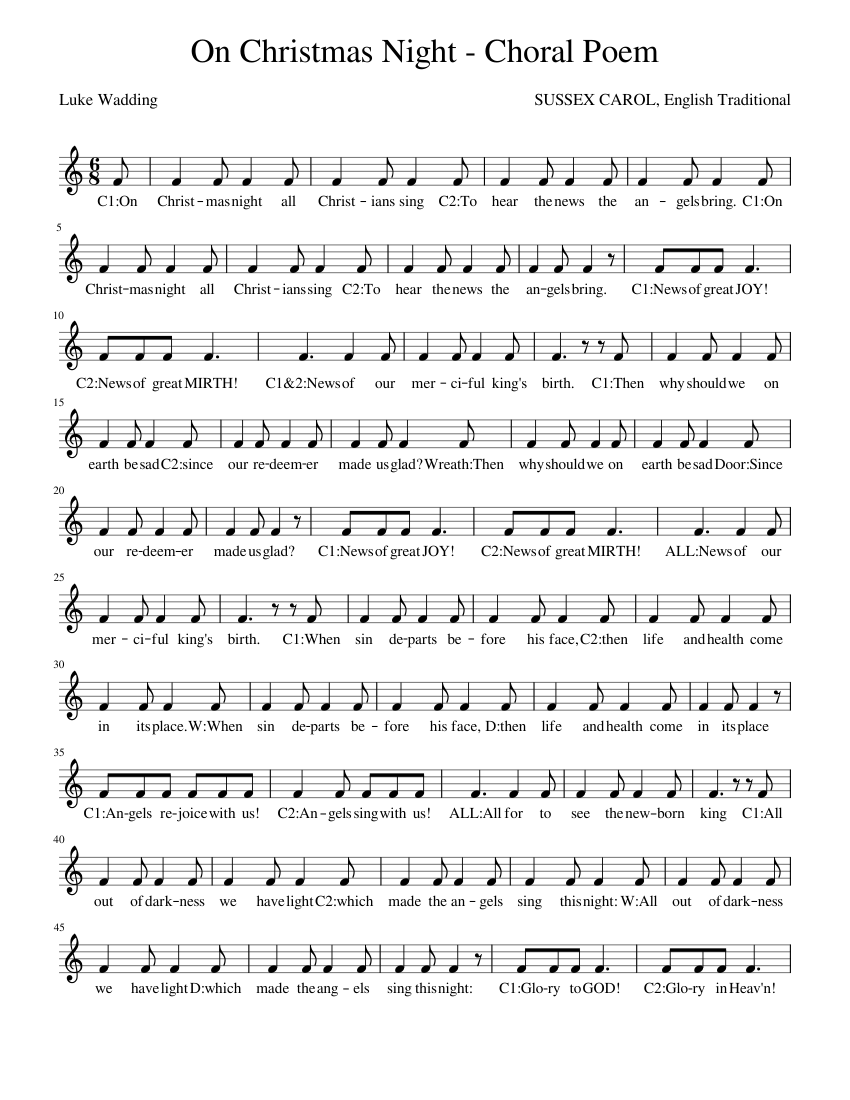 On_Christmas_Night_Choral_Poem Sheet Music for Piano (Solo) easy ...