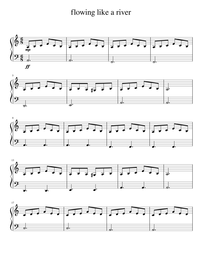 flowing like a river Sheet music for Piano (Solo) Easy | Musescore.com