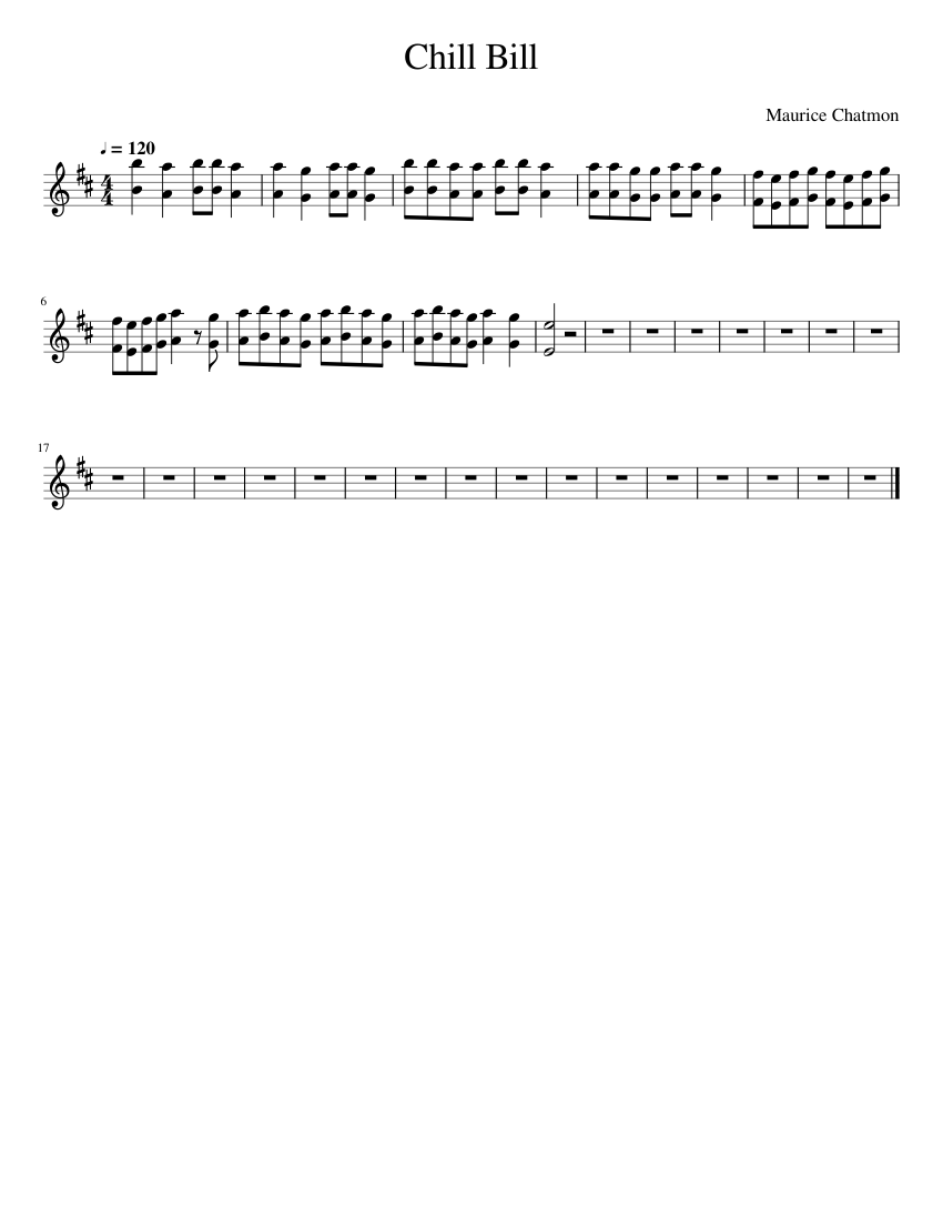 Chill Bill Sheet Music for Clarinet in b-flat (Solo) | MuseScore.com