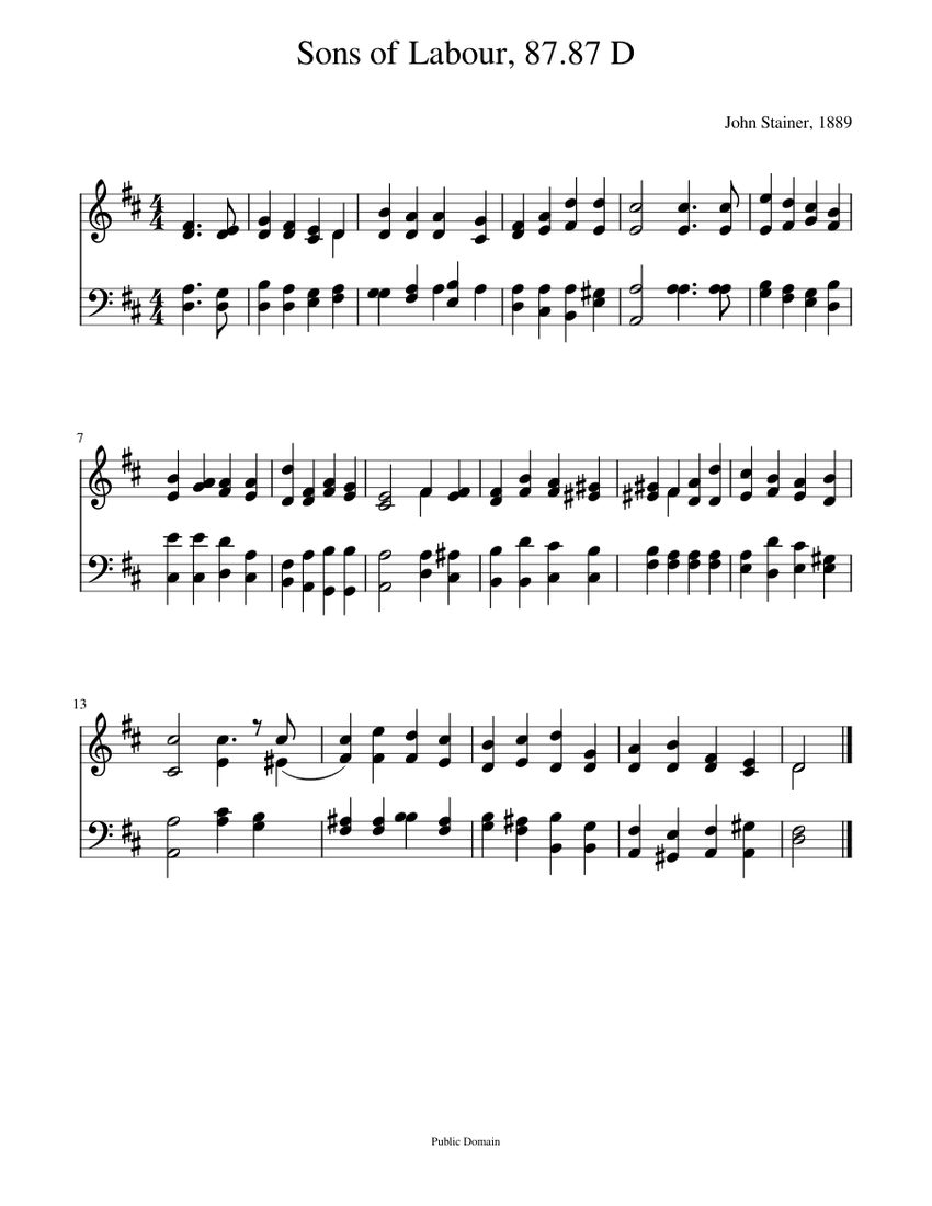 Sons Of Labour - John Stainer - piano tutorial