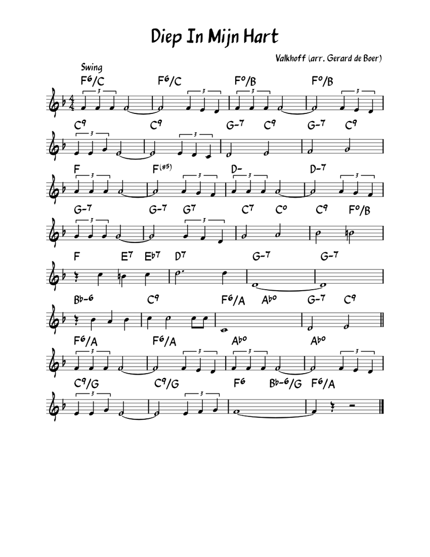 Diep in mijn hart – Tante Leen Diep in mijn hart Sheet Music with ...