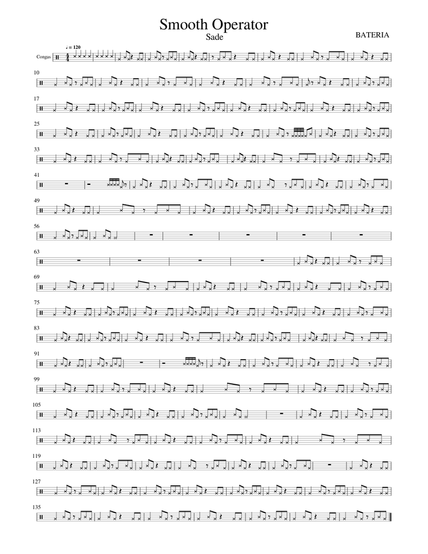 Smooth Operator - Solo Congas Sheet Music with Chords for Drum group ...