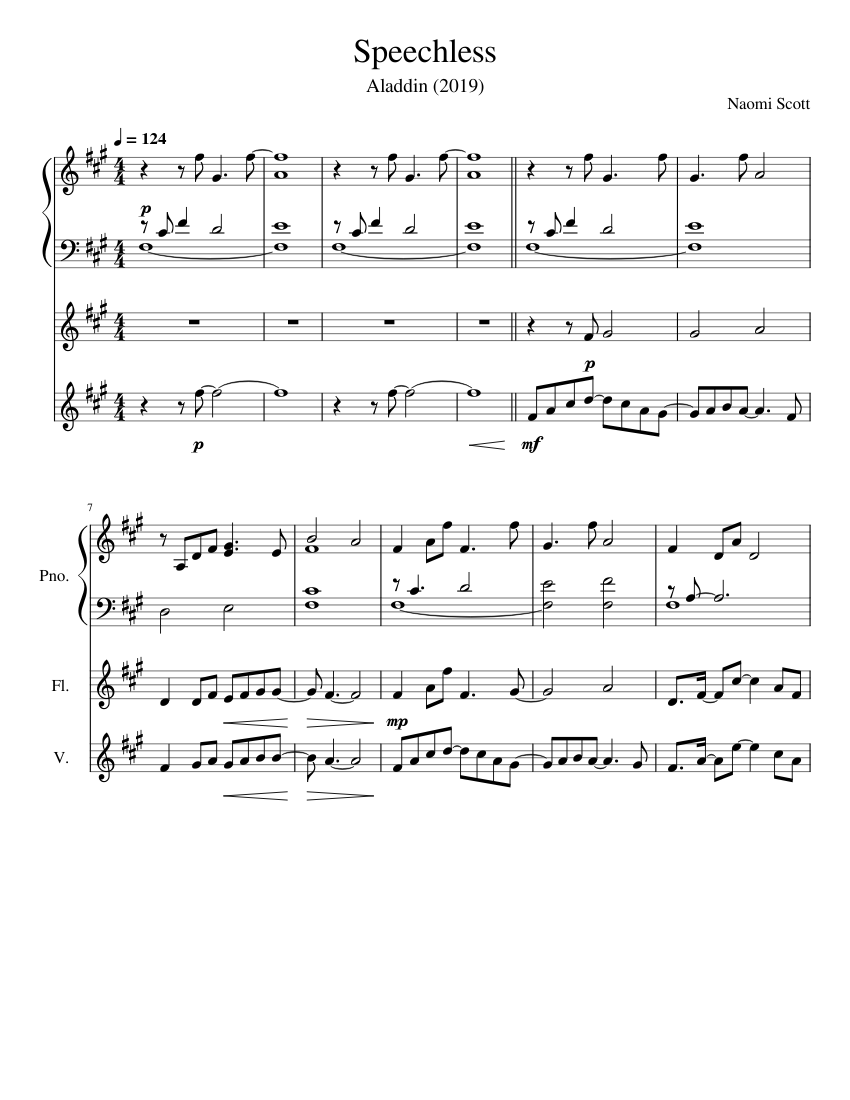 Speechless - PNO/VN/FL Sheet music for Piano, Flute (Mixed Trio ...