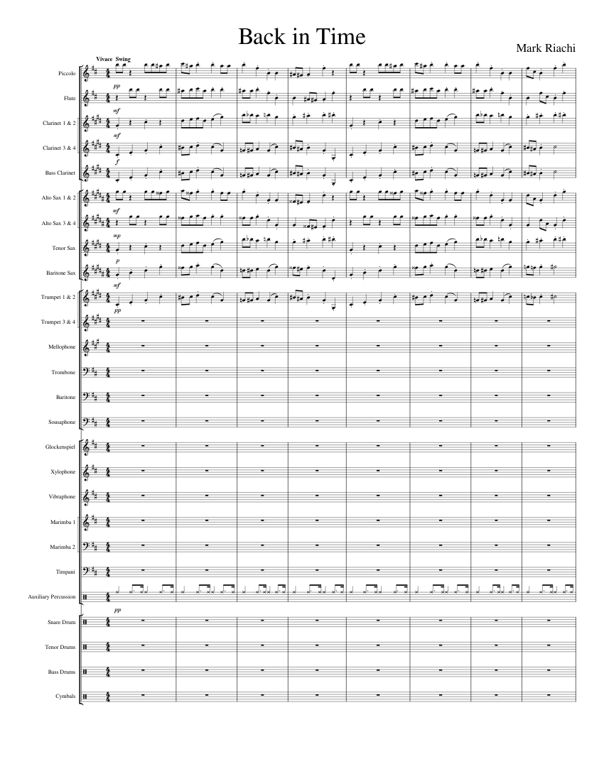 Back in Time Sheet Music for Trombone, Tuba, Flute piccolo, Flute ...