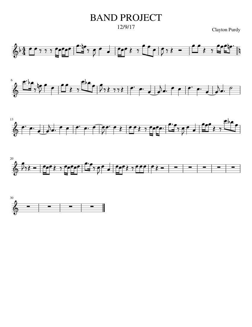BAND PROJECT Sheet Music for Saxophone alto (Solo) | MuseScore.com