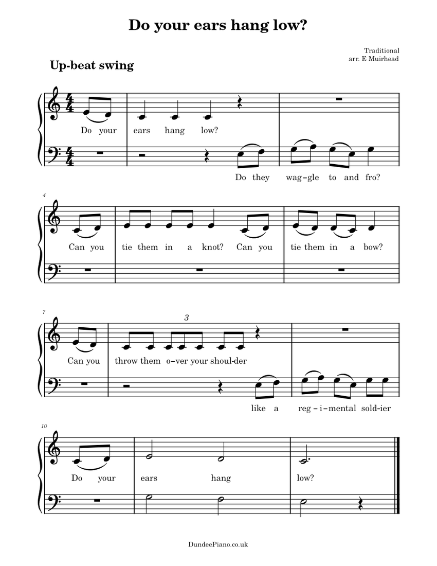 Do Your Ears Hang Low – Misc Traditional Sheet Music for Piano (Solo ...