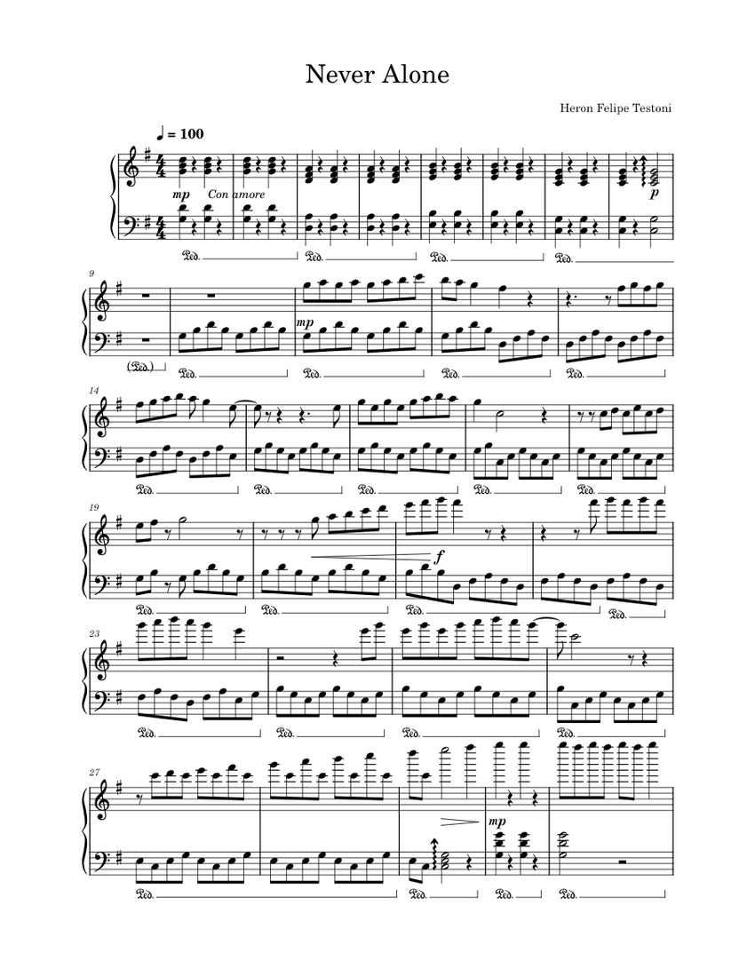 Never Alone Sheet music for Piano (Solo) | Musescore.com