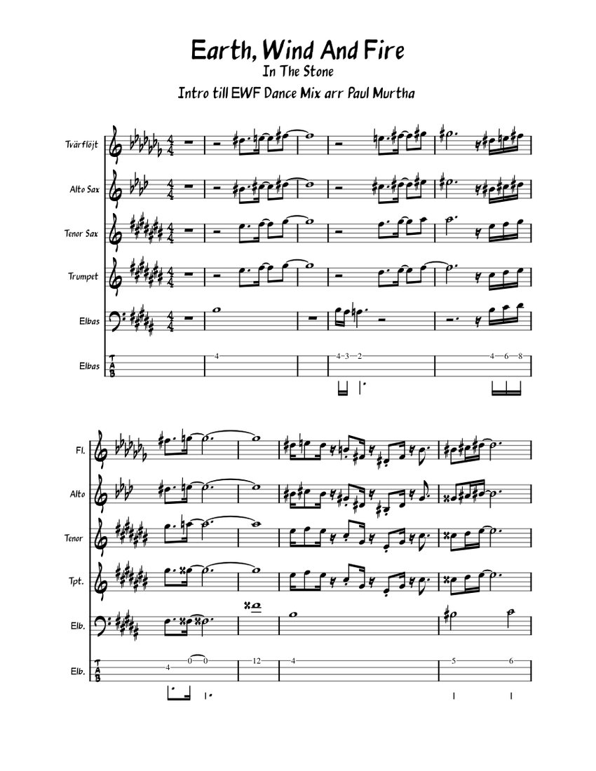 In The Stone – Earth, Wind & Fire Earth,_Wind_And_Fire Dance Mix Sheet ...