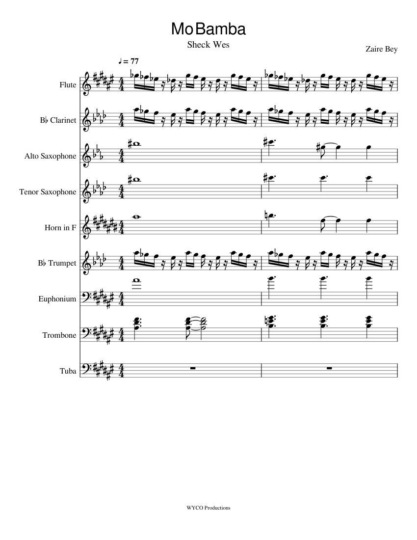 Mo Bamba Sheet music for Trombone, Tuba, Flute, Clarinet other & more ...