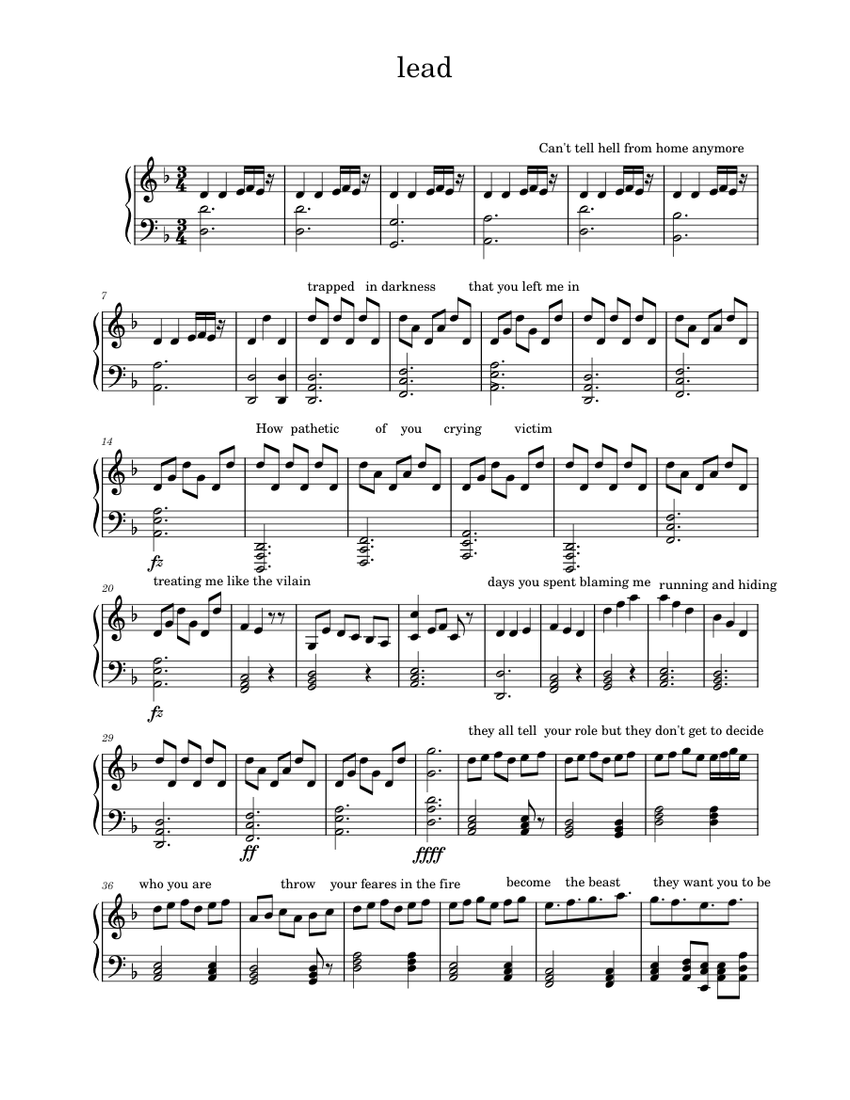 lone wolf Sheet music for Piano (Solo) | Musescore.com