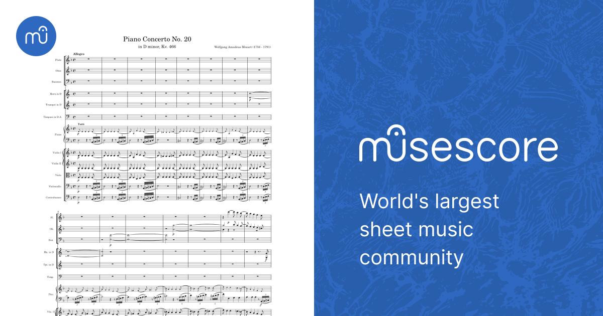 Mozart, W.A. - Piano Concerto No. 20 in D minor, K. 466 Sheet Music for ...