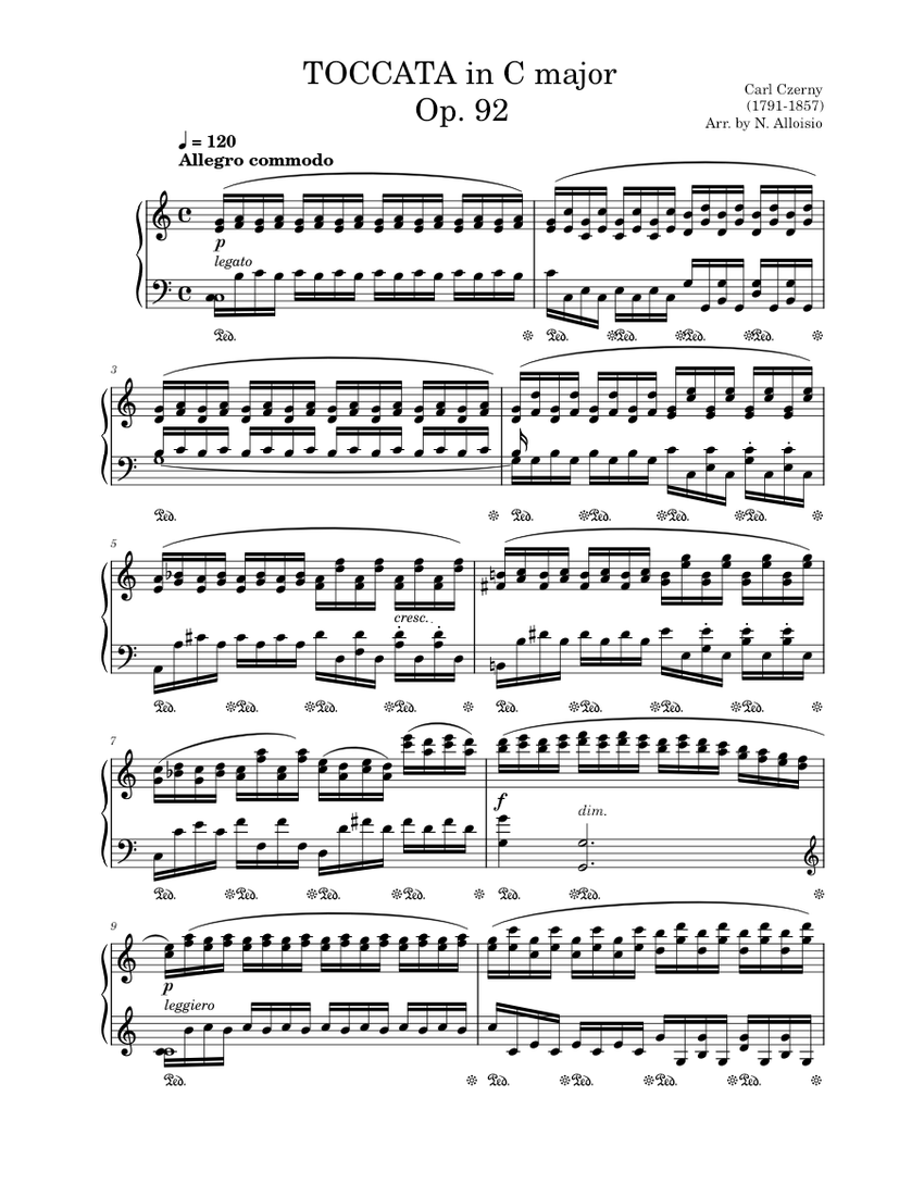 Toccata in C Major (Op. 92), C. Czerny Sheet music for Piano (Solo ...