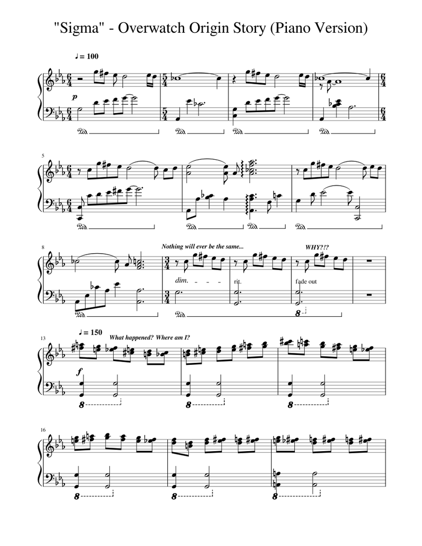 Sigma Overwatch Origin Story Piano Version Sheet music for Piano (Solo ...