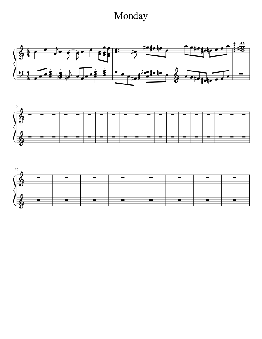 Monday Sheet music for Piano (Solo) | Musescore.com