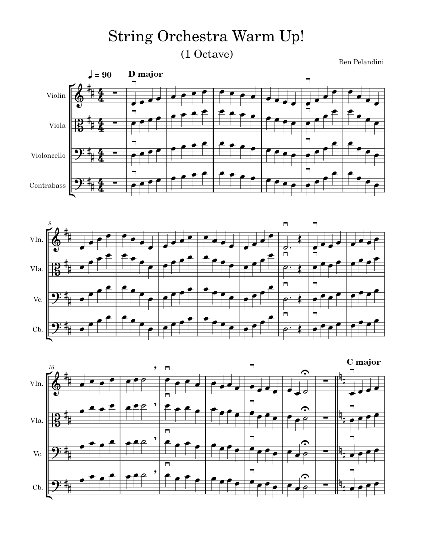 String Orchestra Warm Up! Sheet Music for Contrabass, Violin, Viola ...