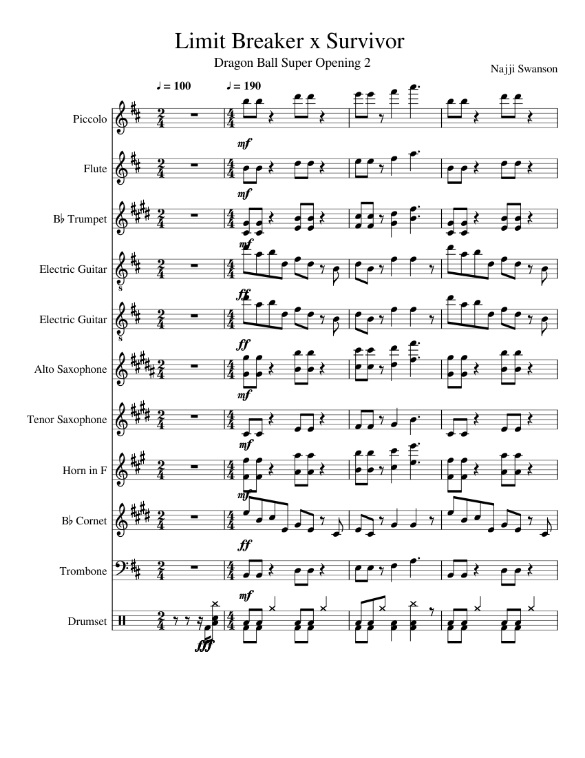 Limit Breaker x Survivor Sheet music for Trombone, Cornet, Flute ...