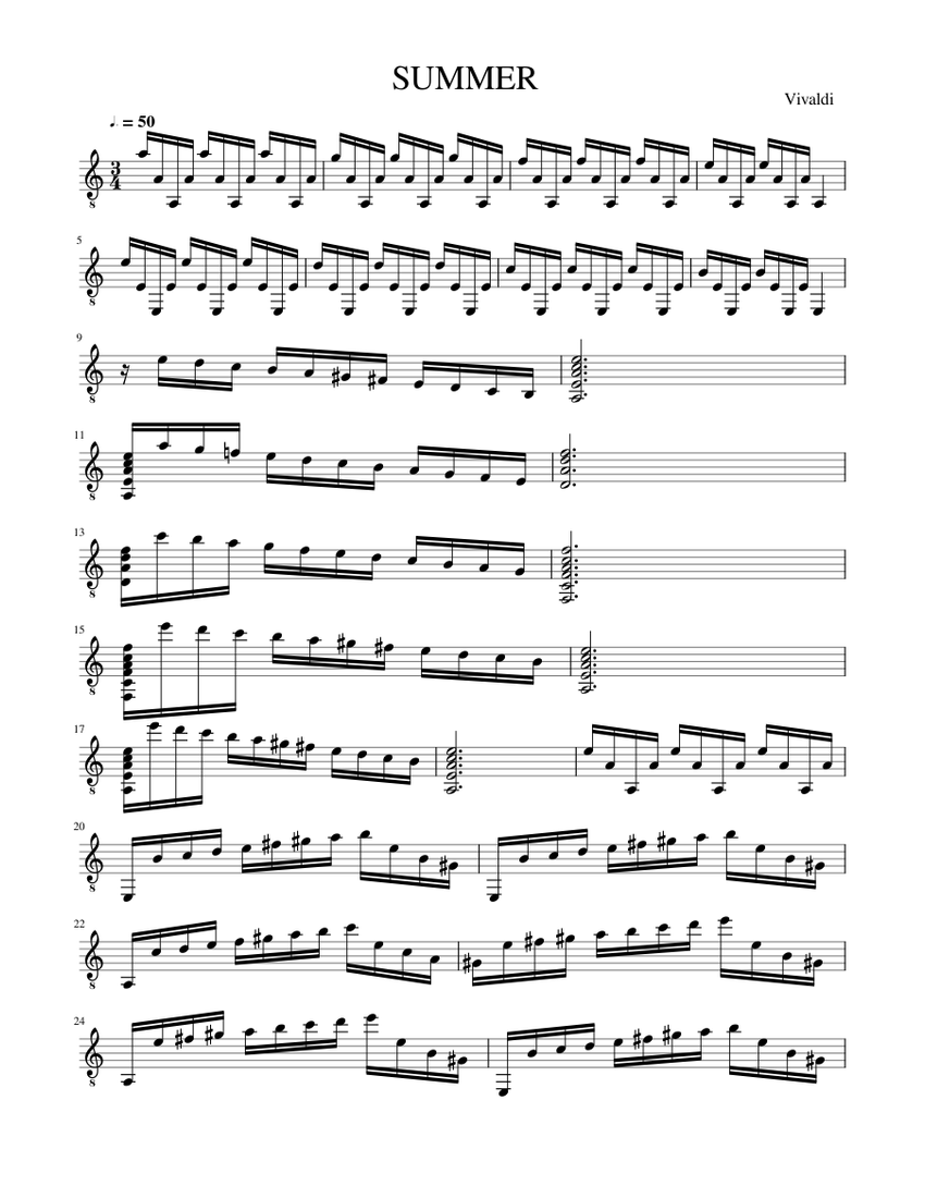 Summer Sheet Music for Guitar (Solo) | MuseScore.com