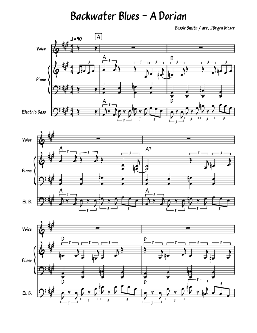 Backwater Blues Sheet music for Piano, Bass guitar, Woodwinds (other ...