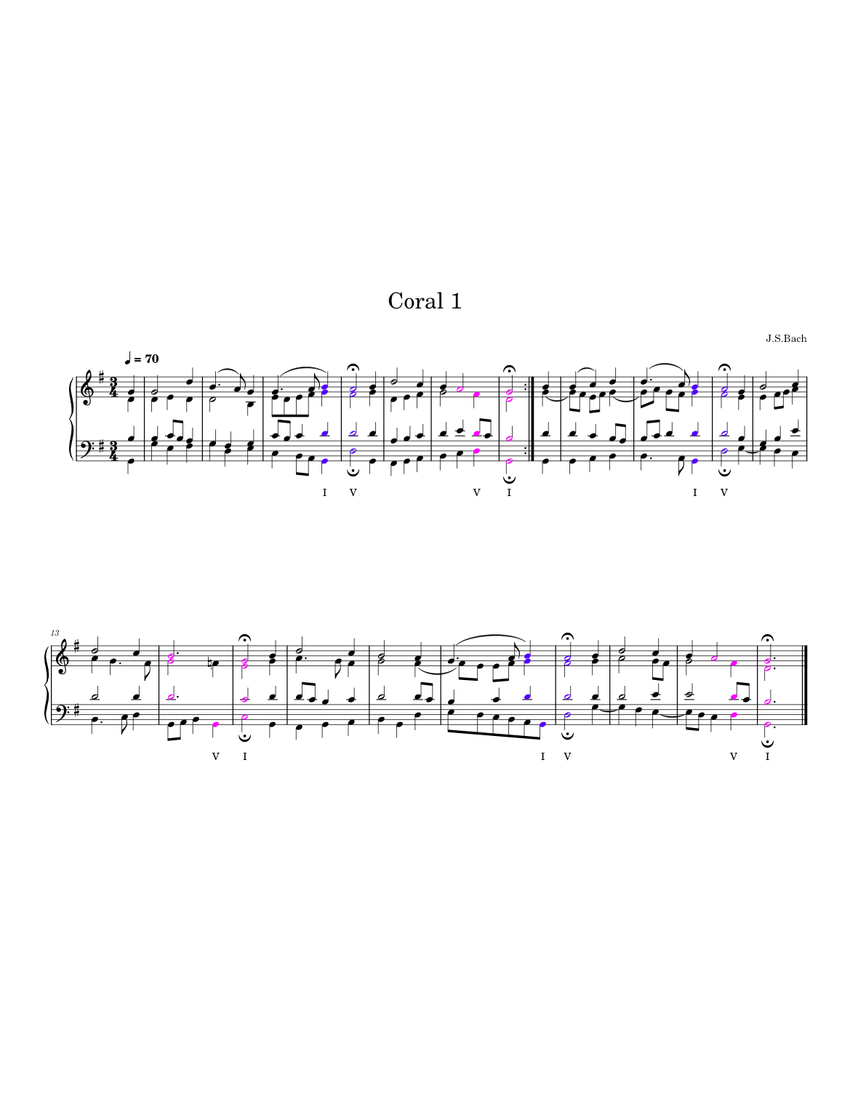 Coral 1 – J.S. Bach Sheet Music for Piano (Piano Four Hand) easy ...