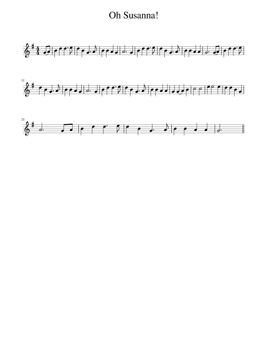 Oh Susanna! Sheet music for Piano (Solo) Easy | Musescore.com