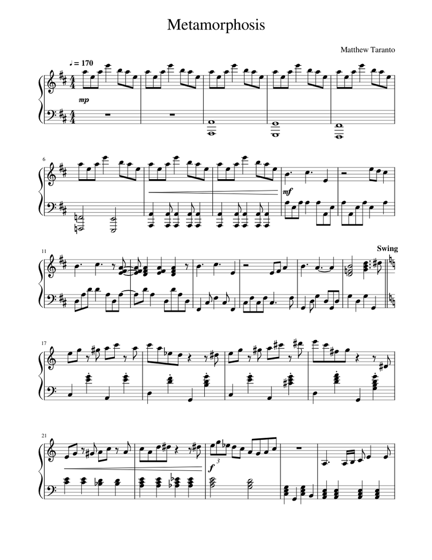 Metamorphosis Sheet music for Piano (Solo) | Musescore.com