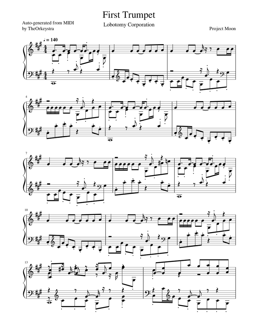 First Trumpet Sheet Music for Piano (Solo) | MuseScore.com