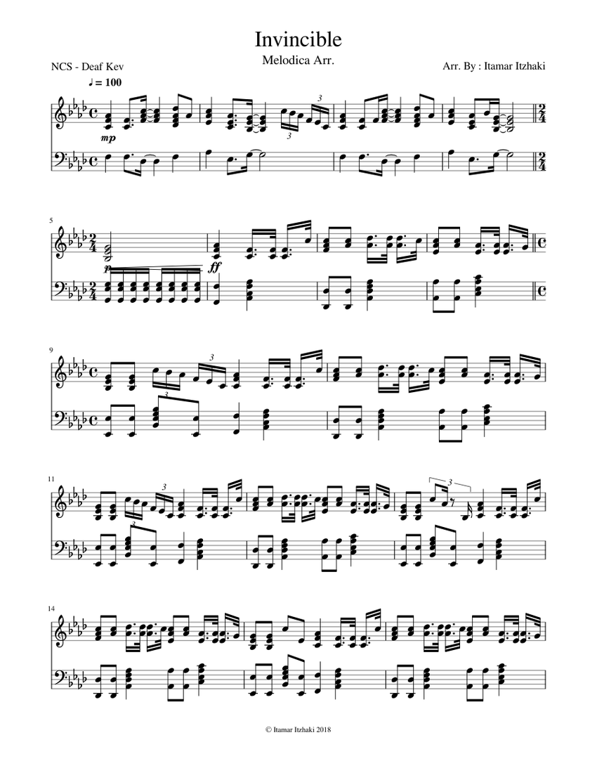 Invincible - Melodica Arr. - piano tutorial