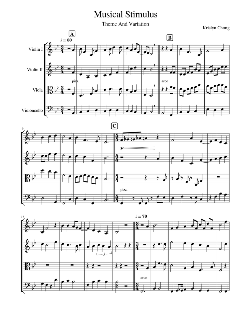 Musical Stimulus 4 Sheet music for Violin, Viola, Cello (String Quartet ...