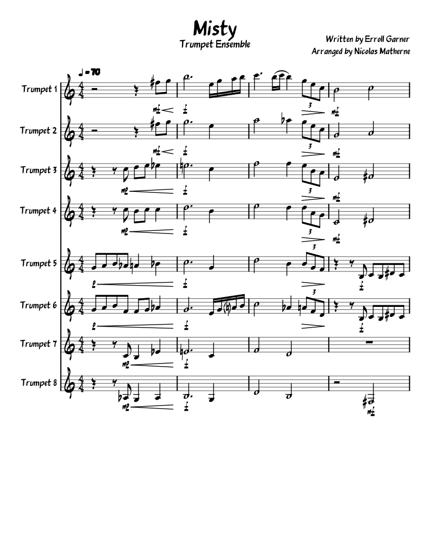Misty Sheet music for Trumpet in b-flat (Brass Band (British Style ...