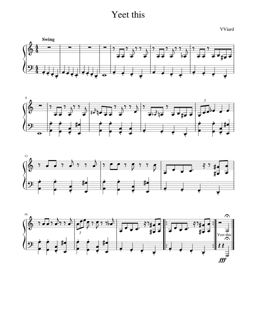 Yeet this! Sheet music for Piano (Solo) Easy | Musescore.com