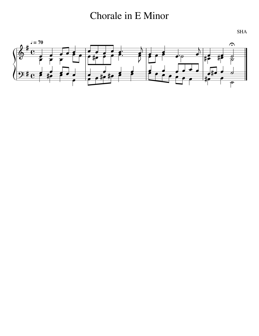 Chorale in E Minor Sheet music for Piano (Solo) Easy | Musescore.com