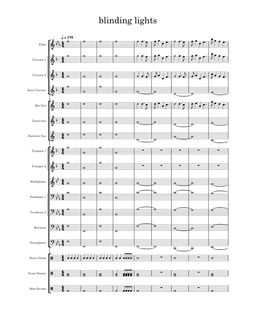 Blinding Lights – The Weeknd Blinding Lights - Pep Band Sheet Music for ...