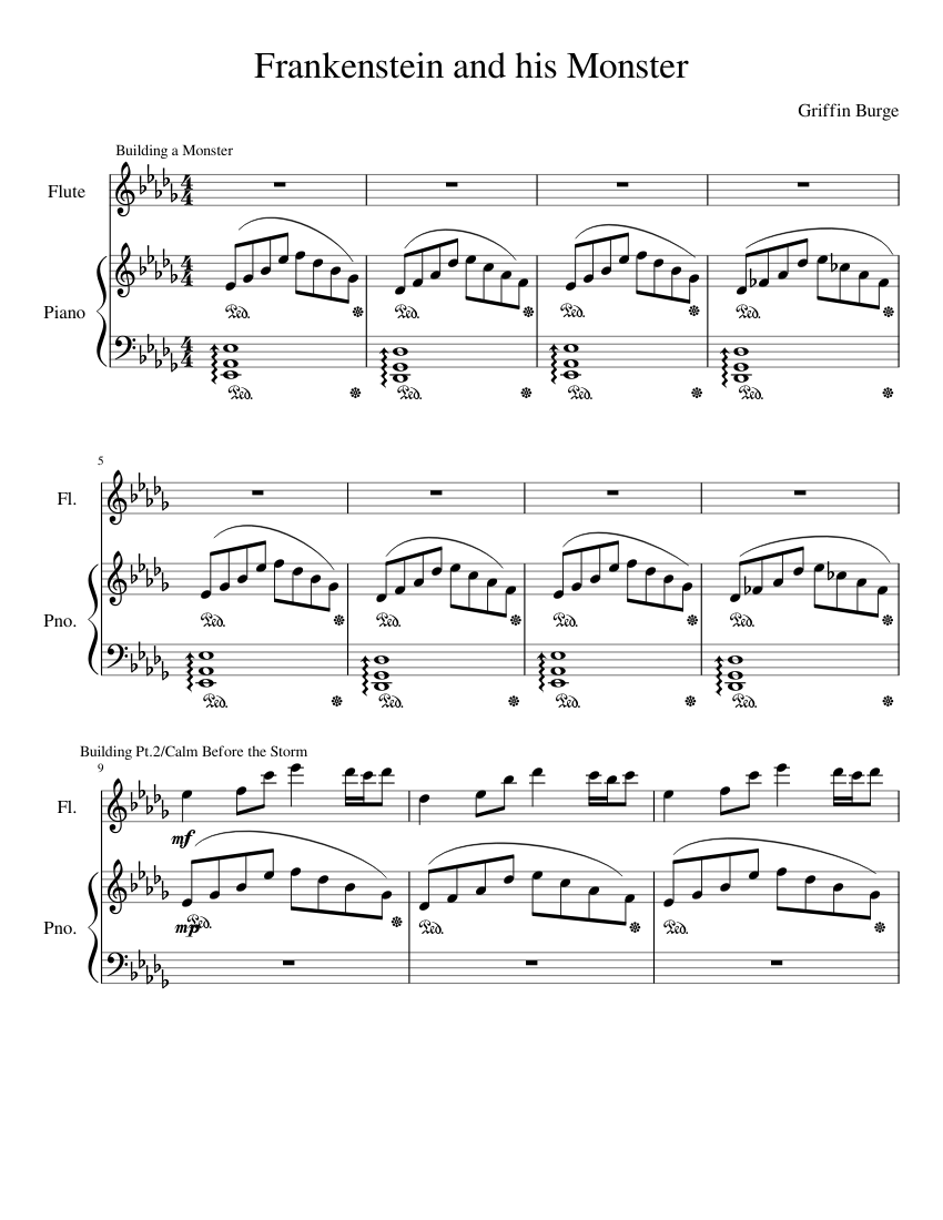 Frankenstein and his Monster Sheet music for Piano, Flute (Solo ...