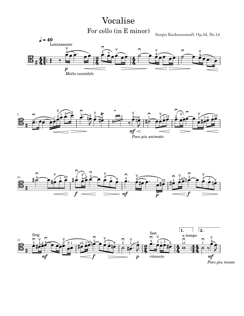 Vocalise_Op._34_No._14 – Sergei Rachmaninoff Sheet Music for Cello ...