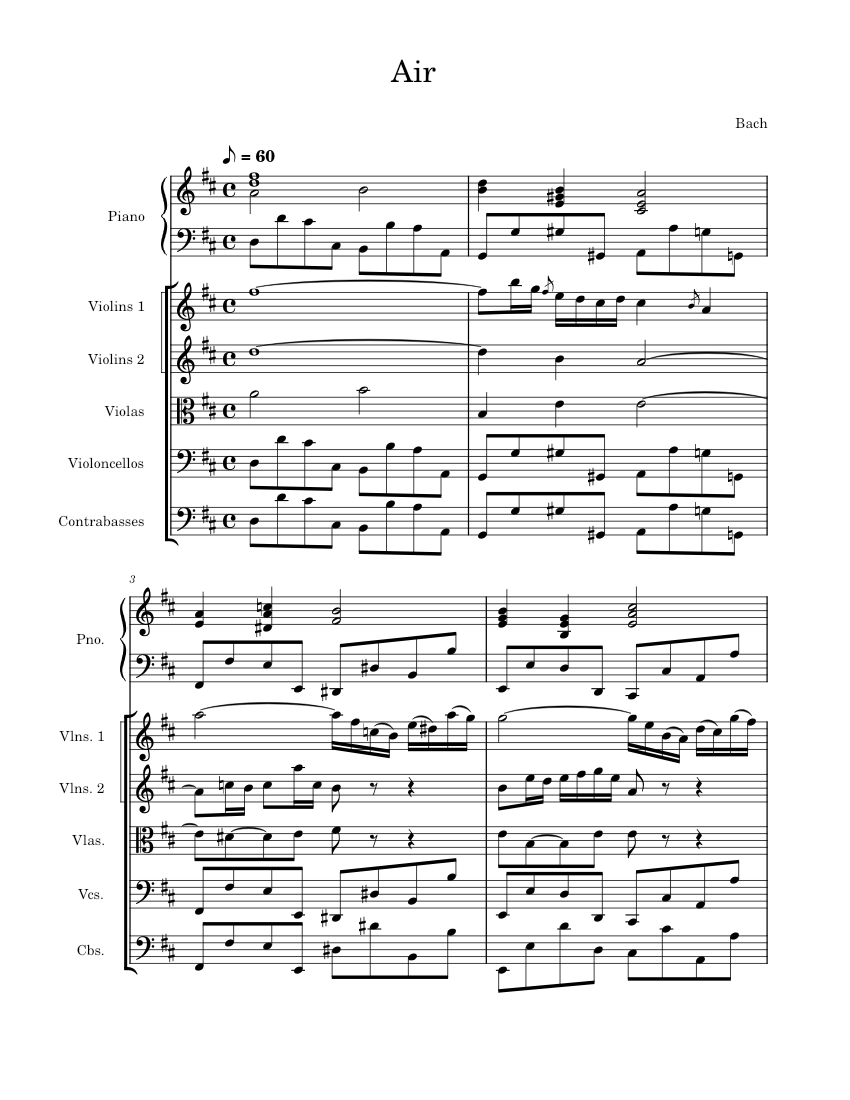 Air Sheet Music for Piano, Strings group (Piano Sextet) | MuseScore.com