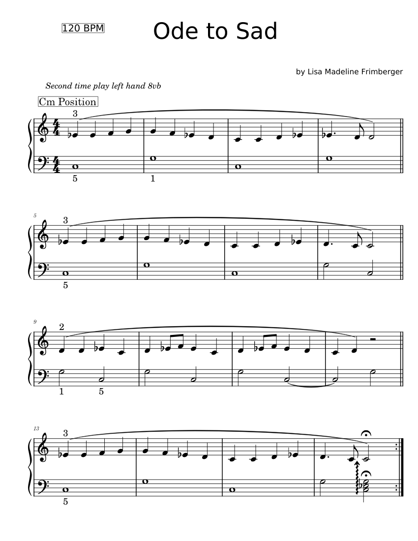 Ode to Sad Sheet music for Piano (Solo) Easy | Musescore.com