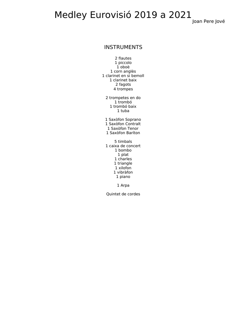 Eurovision Medley years 2019, 2020 and 2021 (arr. for Symphony ...