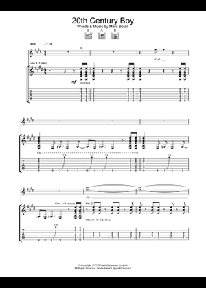 20th Century Boy - T. Rex Sheet Music and Tab with Chords for Guitar ...