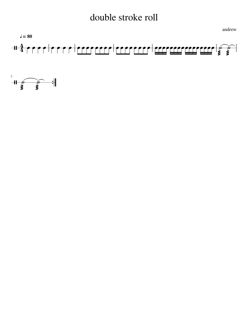 Double stroke roll Sheet Music for Snare drum (Solo) | MuseScore.com