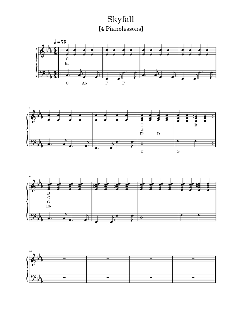Skyfall – Adele Sheet music for Piano (Piano-Voice) Easy | Musescore.com