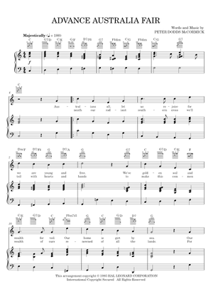 Play Official version of Advance australia fair Sheet Music by Peter ...