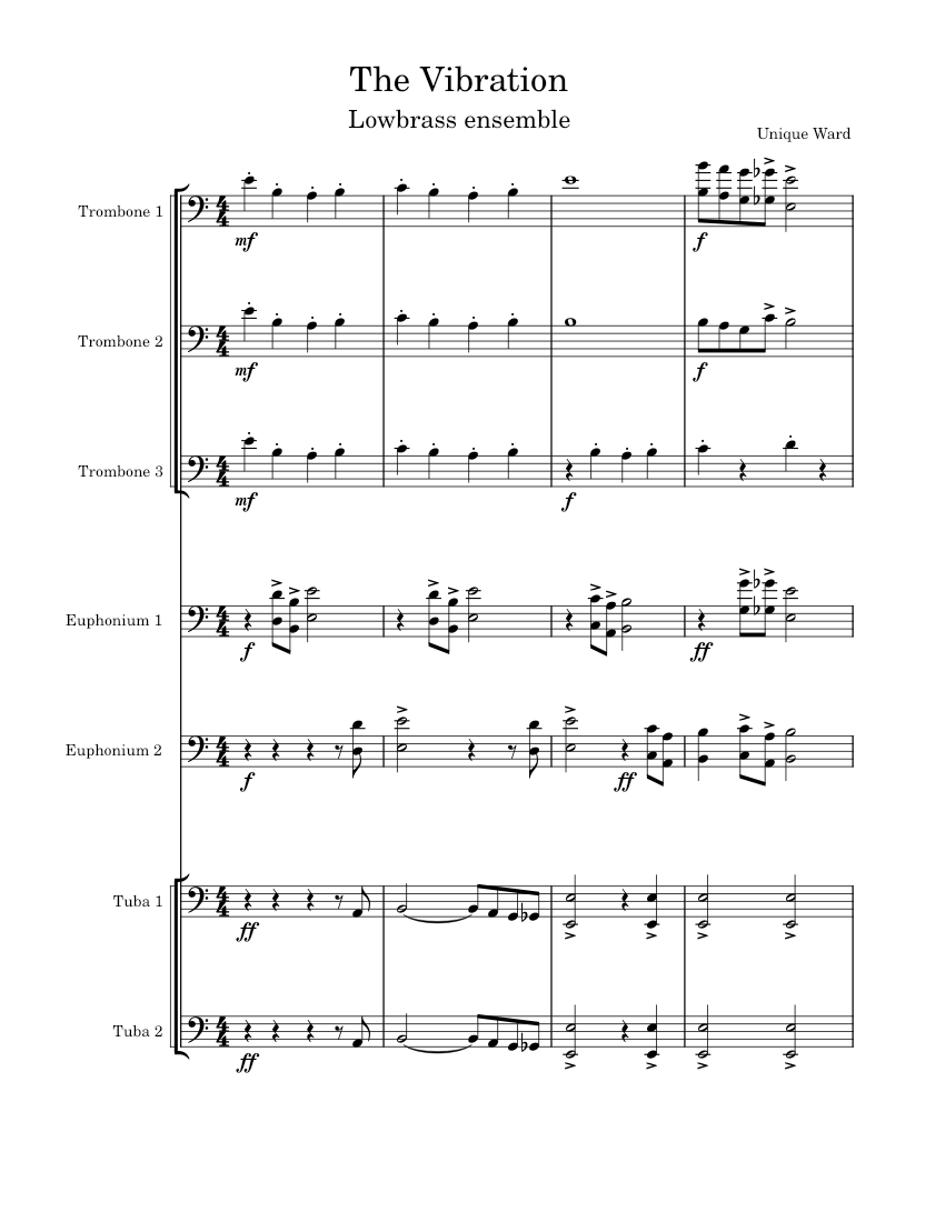 The_Vibration Sheet music for Trombone, Euphonium, Tuba (Brass Ensemble ...