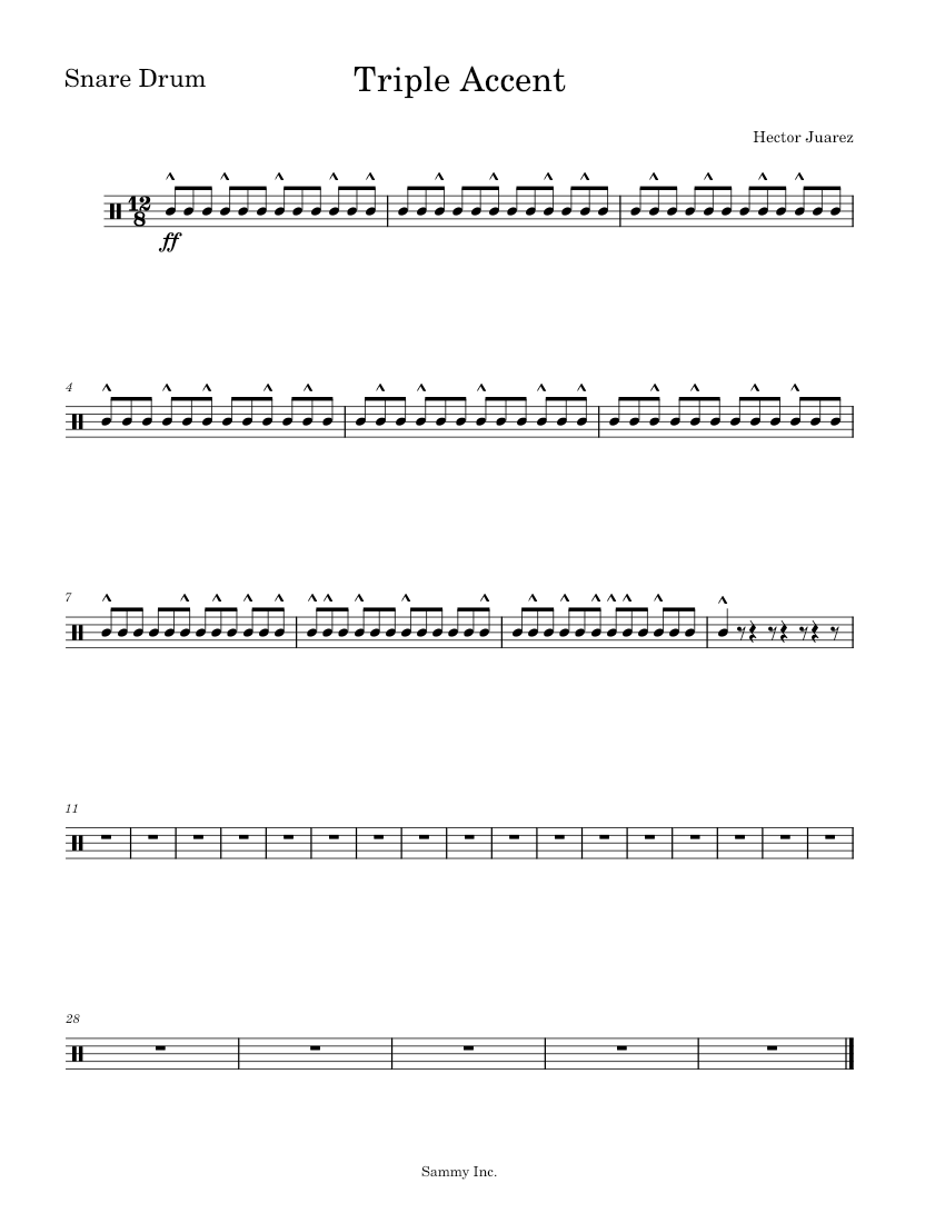 Triple_Accent Sheet music for Snare drum (Solo) | Musescore.com