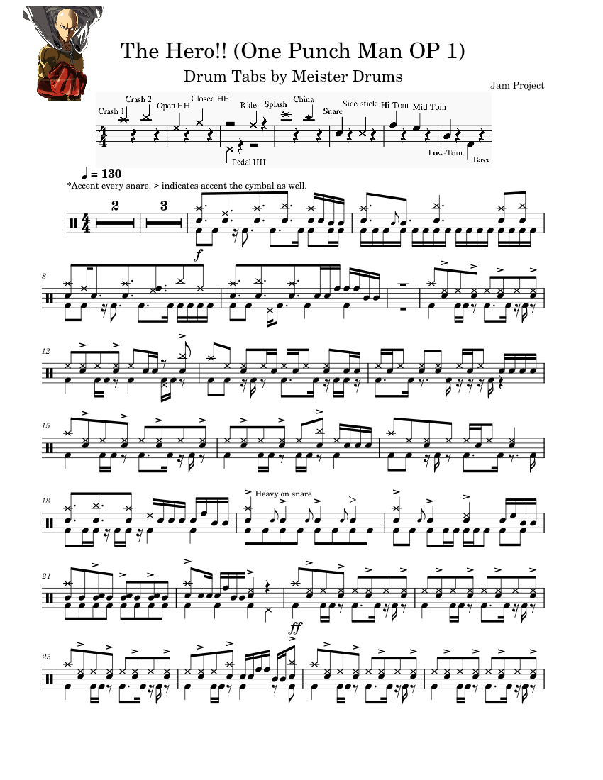 The Hero!! (One Punch Man OP 1) - JAM Project - piano tutorial