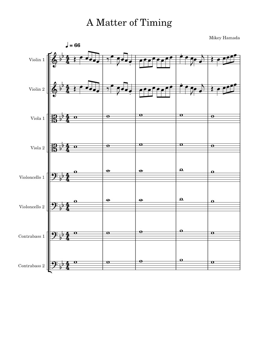 A Matter of Timing Sheet music for Contrabass, Violin, Viola, Cello ...