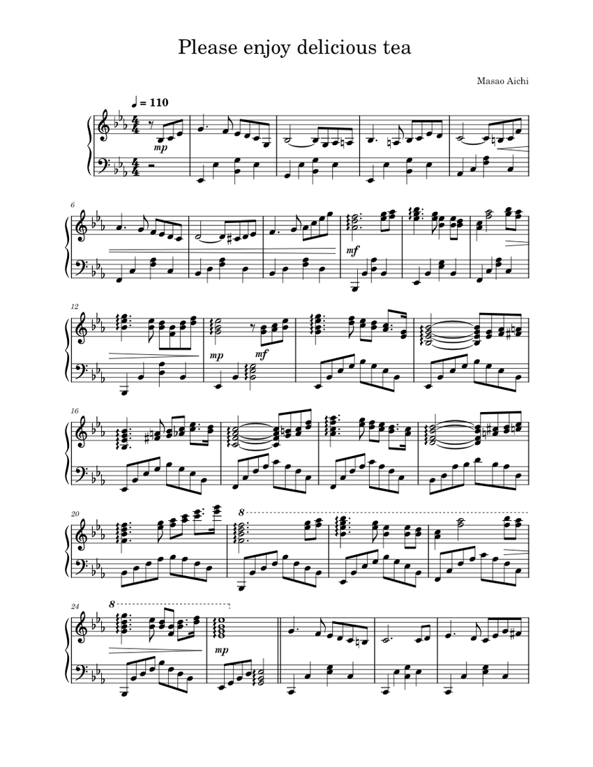 Please enjoy delicious tea Sheet music for Piano (Solo) | Musescore.com