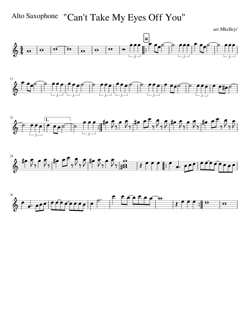 Can't Take My Eyes Off You Alto Saxophone Sheet music for Saxophone ...
