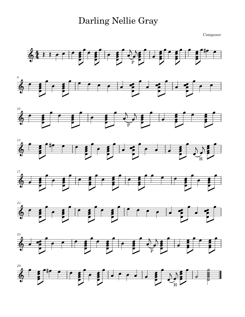 Darling Nellie Gray – Misc tunes Sheet music for Piano (Solo) Easy | Musescore.com