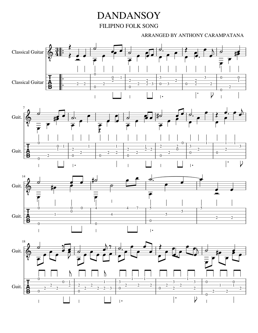 DANDANSOY Sheet music for Guitar (Mixed Duet) | Musescore.com